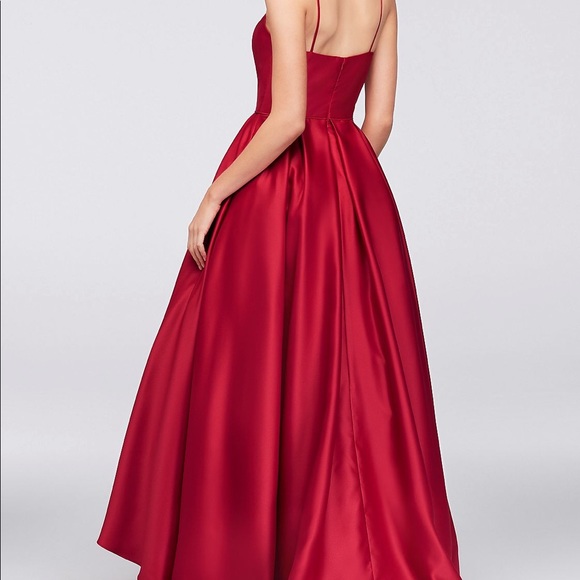 Betsy & Adam | Dresses | Red Highneck Satin Ball Gown | Poshmark